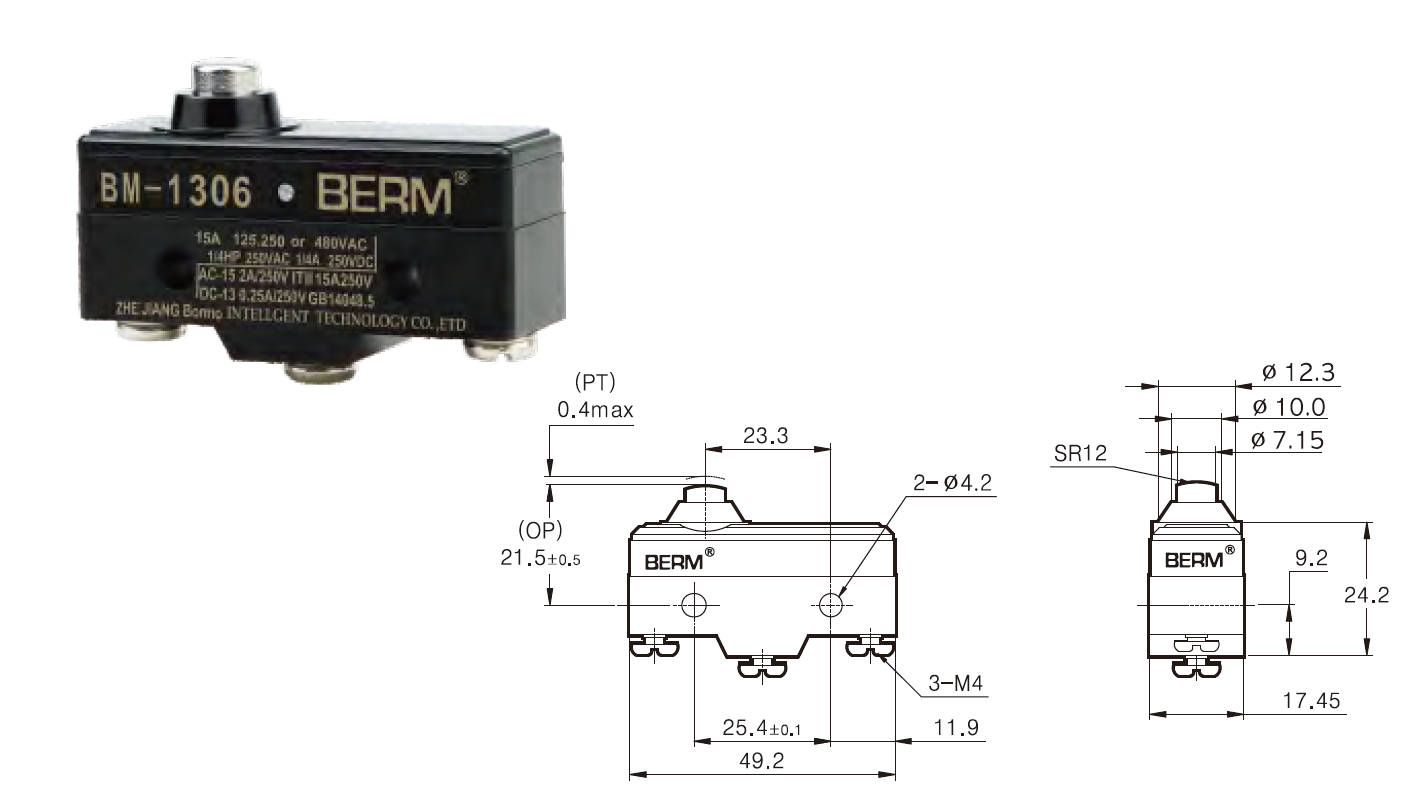 Micro Interruptor de Limite, Final de Carrera, BM-1306 – Mercatech